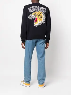 Kenzo Knitted Jumper With Varsity Logo - Blue