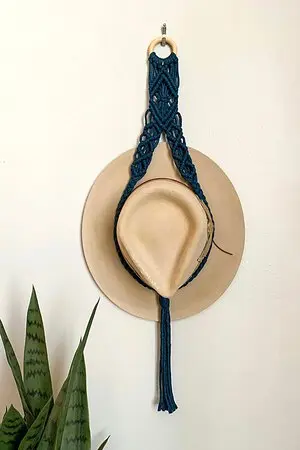 I WOULD RATHER KNOT I Would Rather Knot Macrame Hat Hanger Blue