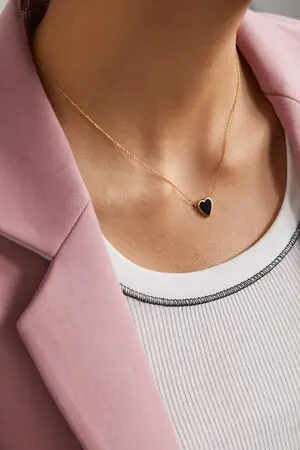 JENNIFER MEYER Mini Heart Onyx Necklace