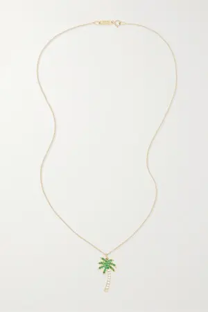 JENNIFER MEYER Large Palm Tree 18-karat Diamond And Emerald Necklace