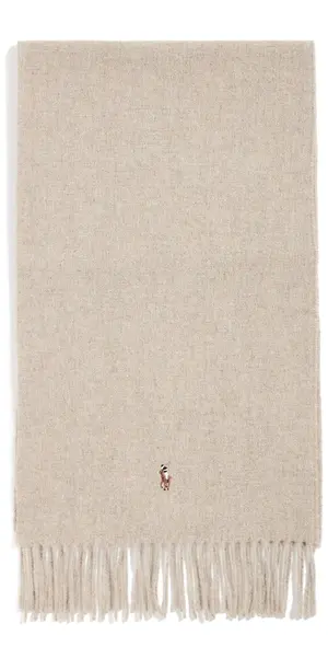 Polo Ralph Lauren Signature Italian Virgin Wool Scarf Oatmeal Heather