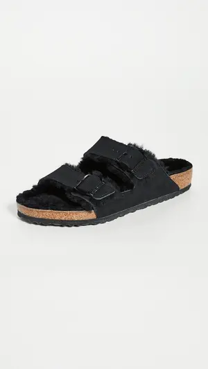 BIRKENSTOCK Arizona Shearling Sandals - Black Black