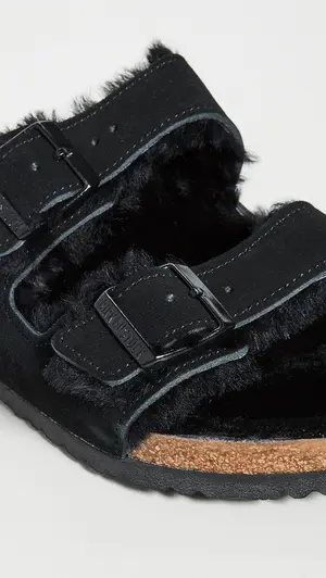BIRKENSTOCK Arizona Shearling Sandals - Black Black
