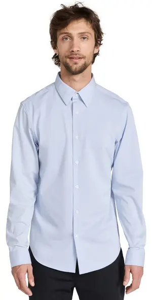 Theory Sylvain Structure Knit Dress Shirt - Olympic