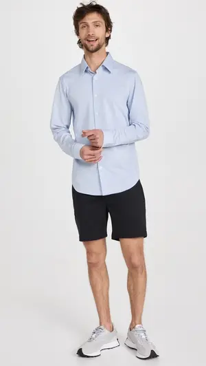 Theory Sylvain Structure Knit Dress Shirt - Olympic