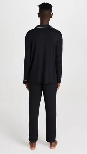 Eberjey William Modal Long Pj Set - Black/ivory