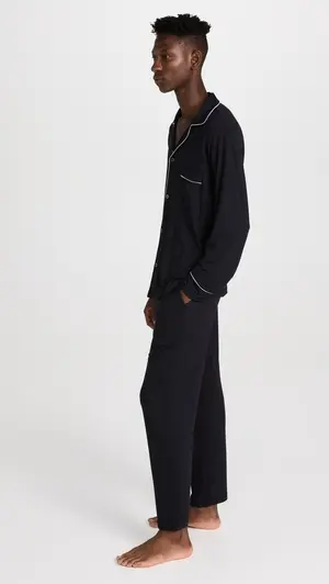 Eberjey William Modal Long Pj Set - Black/ivory