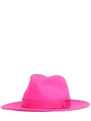 Valentino Garavani V Logo Signature Fedora Hat - Uwt Pink Pp