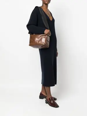 UMA WANG Embossed-logo Shoulder Bag - Brown