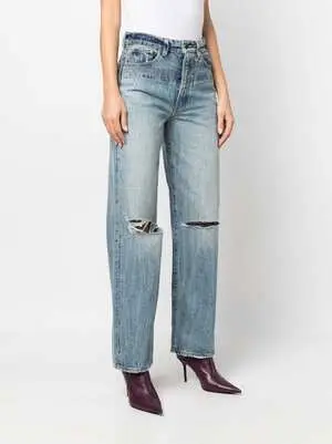 Amiri Distressed High-rise Wide-leg Jeans