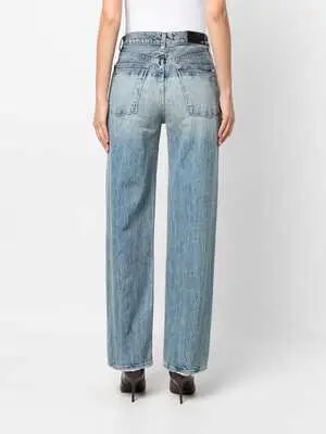 Amiri Distressed High-rise Wide-leg Jeans