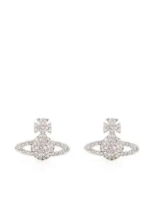 VIVIENNE WESTWOOD Crystal-embellished Logo Stud Earrings - Silver