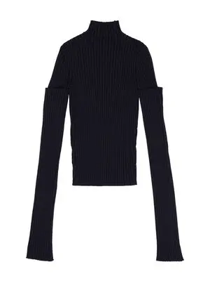 Balenciaga Ribbed Long-sleeve Sweater - Black