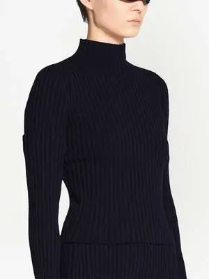Balenciaga Ribbed Long-sleeve Sweater - Black