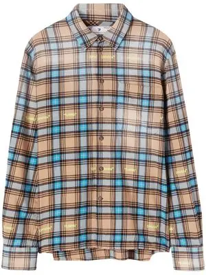 Off-White Check-print Long-sleeve Shirt - Brown