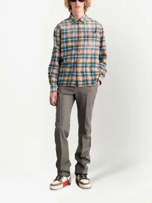 Off-White Check-print Long-sleeve Shirt - Brown