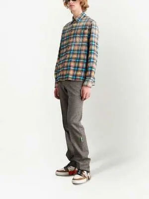 Off-White Check-print Long-sleeve Shirt - Brown