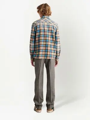 Off-White Check-print Long-sleeve Shirt - Brown