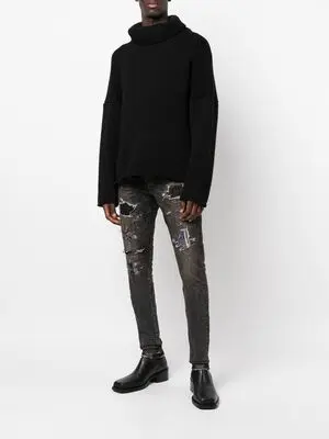 PURPLE BRAND Distressed-effect Slim-fit Jeans