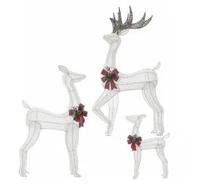 LUXEN HOME Luxenhome Set Of 3 Deer Lighted Holiday Yard De Oration - One-color