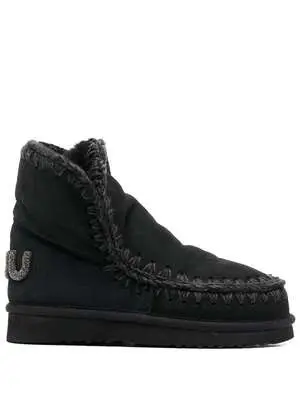 Mou Glitter Logo Ankle Boots - Black