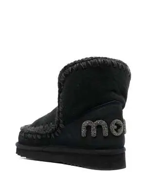 Mou Glitter Logo Ankle Boots - Black