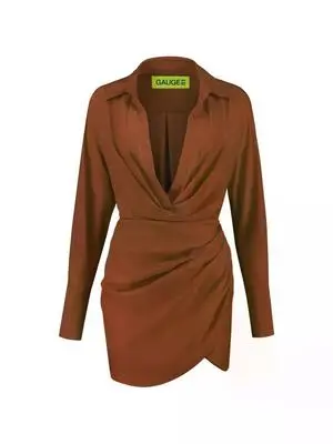 Gauge81 Asymmetric Draped Mini Dress - Brown