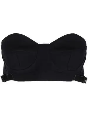 Rokh Belt-strap Detailed Cropped Top - Black