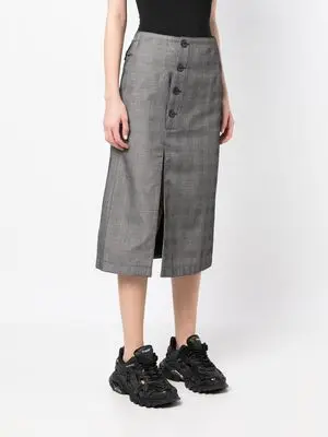 Rokh Houndstooth Pencil Midi Skirt - Grey