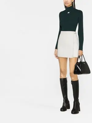 COURREGES Logo-patch Ribbed-knit Jumper - Green