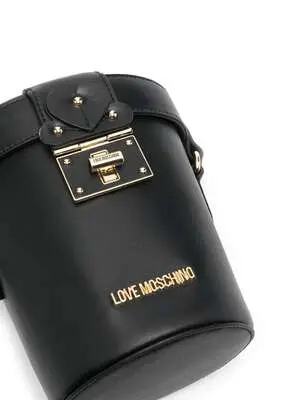 Moschino Logo Plaque Cylinder Bag - Black