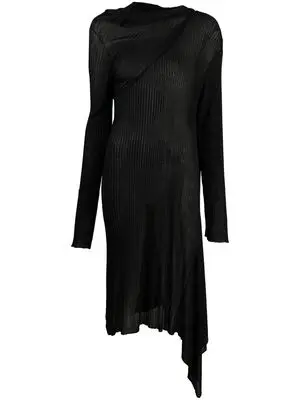 MARQUES' ALMEIDA Ribbed-knit Asymmetric Dress
