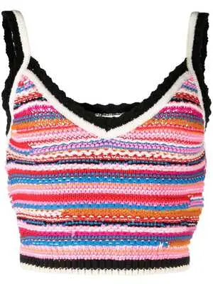 Dsquared2 Striped Crochet-knit Vest - Pink