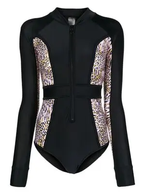 DUSKII Long-sleeve Leopard-print Surf Suit