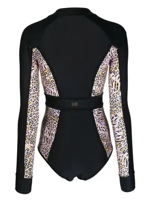 DUSKII Long-sleeve Leopard-print Surf Suit