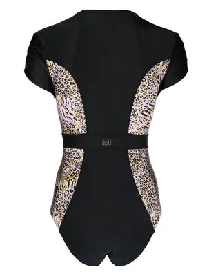 DUSKII Leopard-print Cap-sleeve Spring Suit