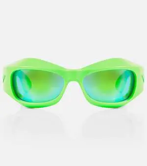 Bottega Veneta Mirrored Oval Sunglasses - Green