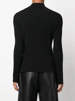 COURREGES Logo-embroidered Ribbed-knit Jumper - Black