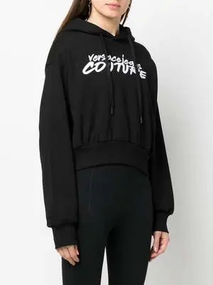 Versace Logo-embroidered Hoodie - Black