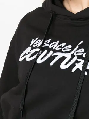 Versace Logo-embroidered Hoodie - Black