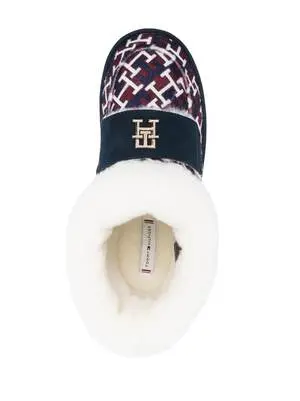 Tommy Hilfiger Monogram Fleece-trim Slippers