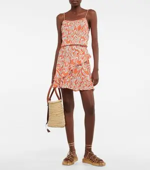 Heidi Klein Printed Ruffled Minidress - Orange