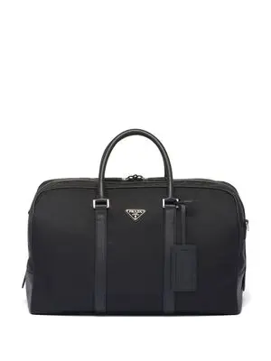 Prada Triangle Logo-patch Duffle Bag - Black