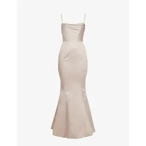 knee length dresses for ladies Rosalia Cowl Neck Maxi Dress / White | Meshki main image 1