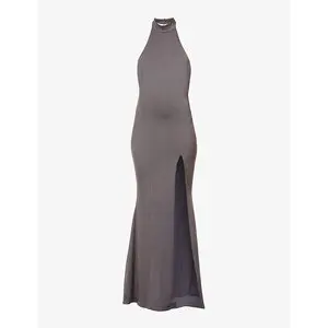 House Of Cb Juliette Halter-neck Maxi Dress - Shadow
