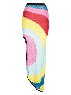 Staud Striped Asymmetric Knitted Skirt