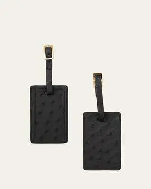 ABAS Ostrich Leather Luggage Tag Set