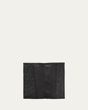 ABAS Ostrich Leather Passport Booklet - Black