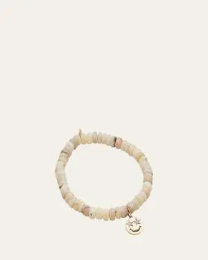 SYDNEY EVAN Opal Beaded Bracelet With Diamond Charm