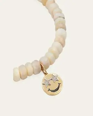 SYDNEY EVAN Opal Beaded Bracelet With Diamond Charm